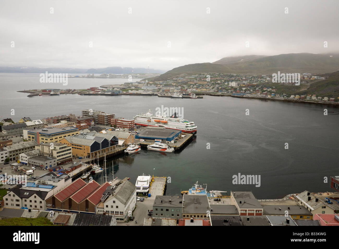 View of Hammerfest Harbour and the Snohvit Oil and Gas Facility Stock ...