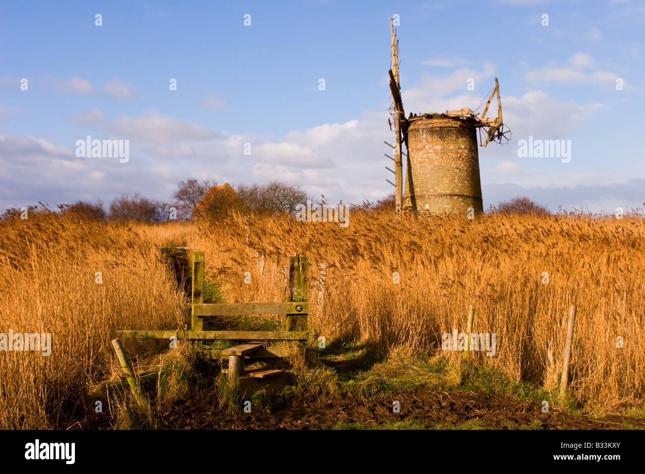 A Norfolk Broads landscape view of Brograve mill an 18th century ...