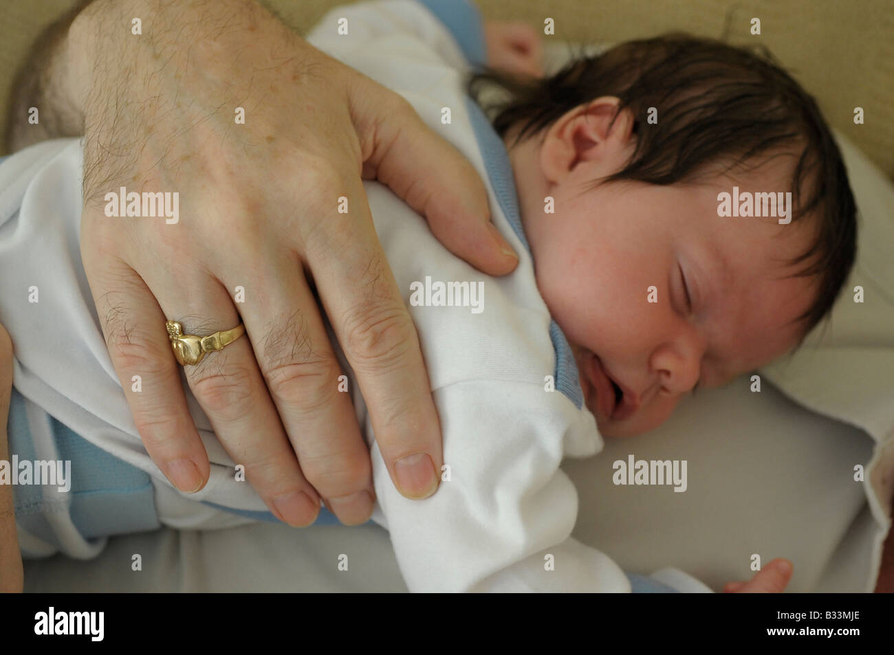 grandfather newborn baby grandson together love care protection ...