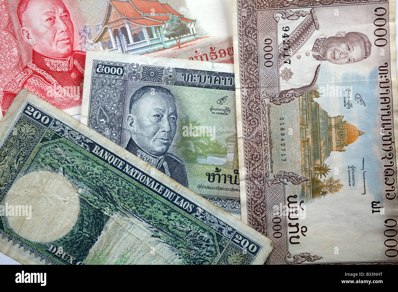 Currency Bank notes from Laos Kip Stock Photo - Alamy