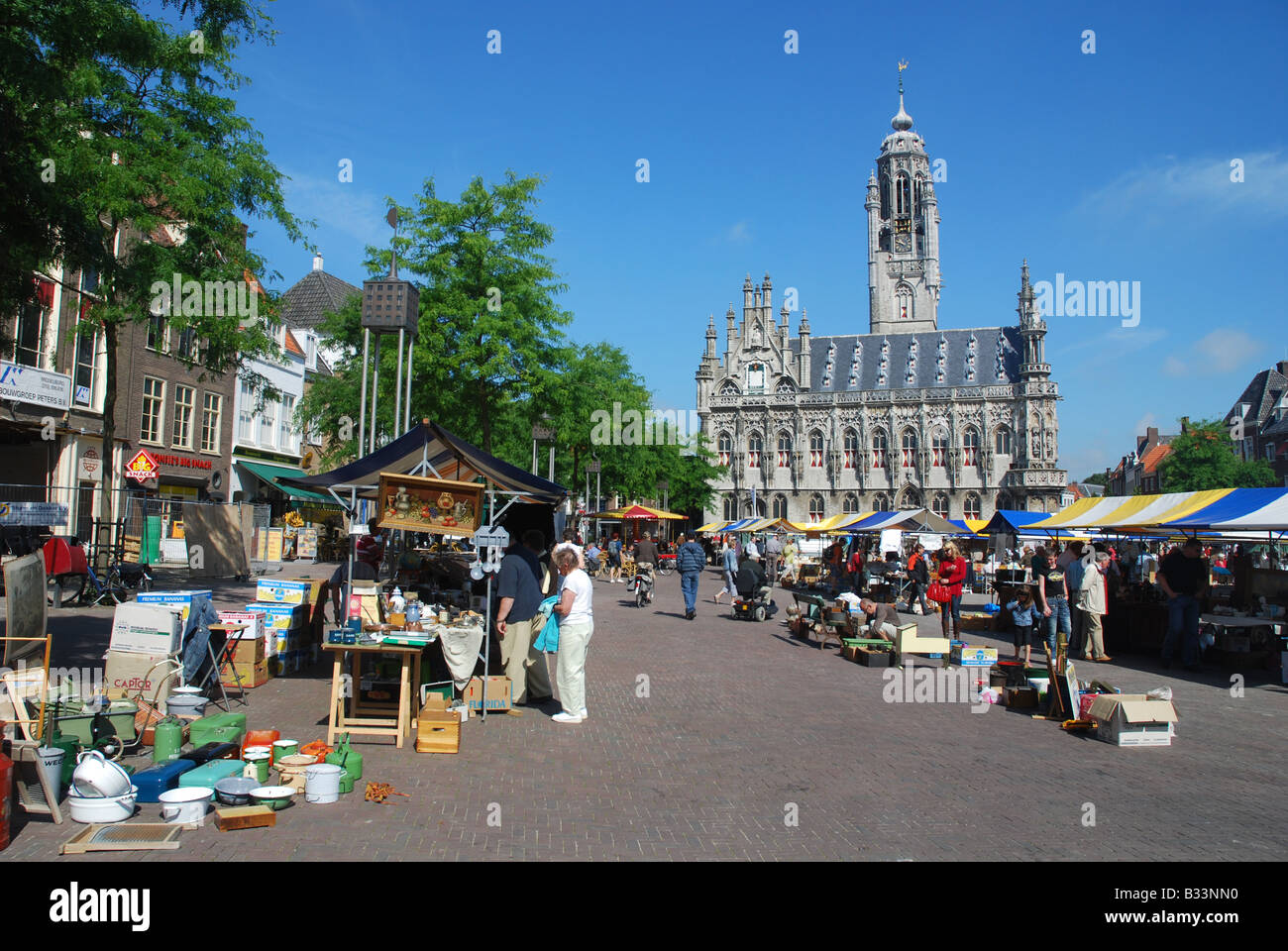 town hall and Market Square Middelburg Zeeland Netherlands Stock Photo ...