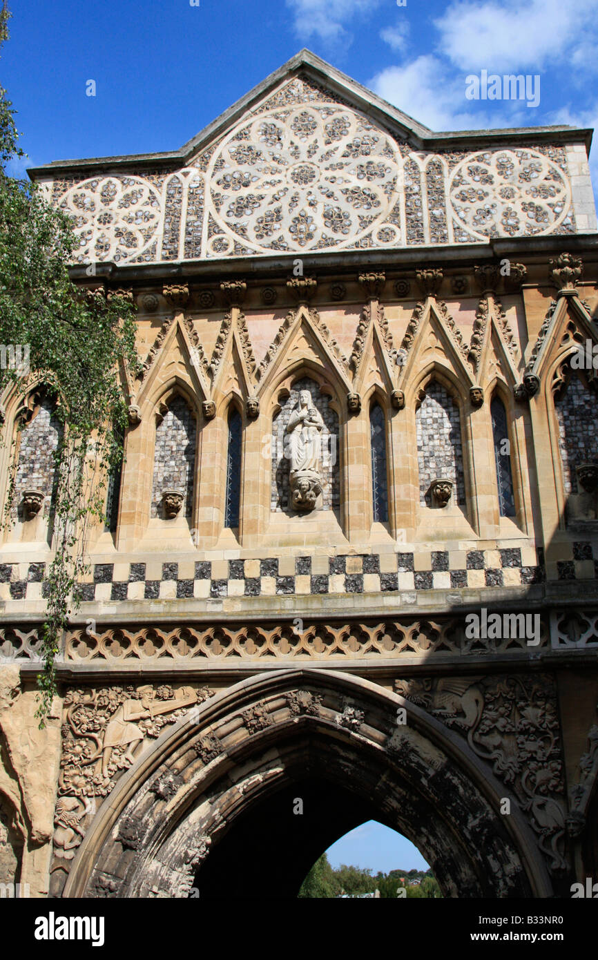 norwich city entrance arch to grounds cathedral norfolk england uk gb ...