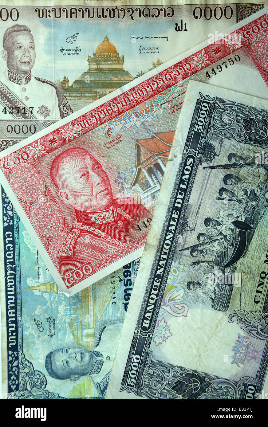 Currency Bank notes from Laos Kip Stock Photo - Alamy