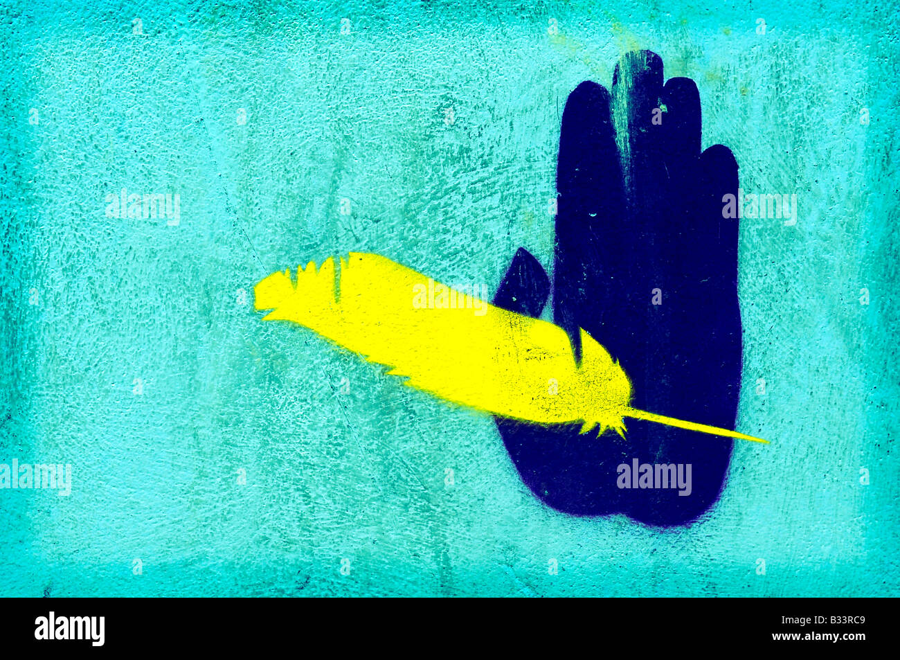 hand feather graffiti art northern quarter manchester uk england ...