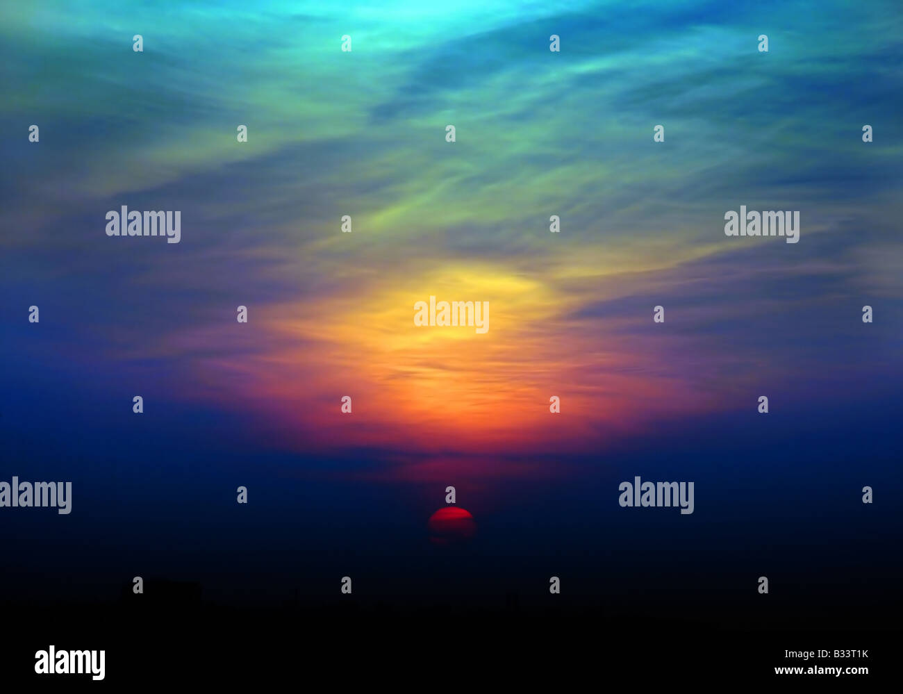 Red blue sunset sky with cloud Stock Photo - Alamy