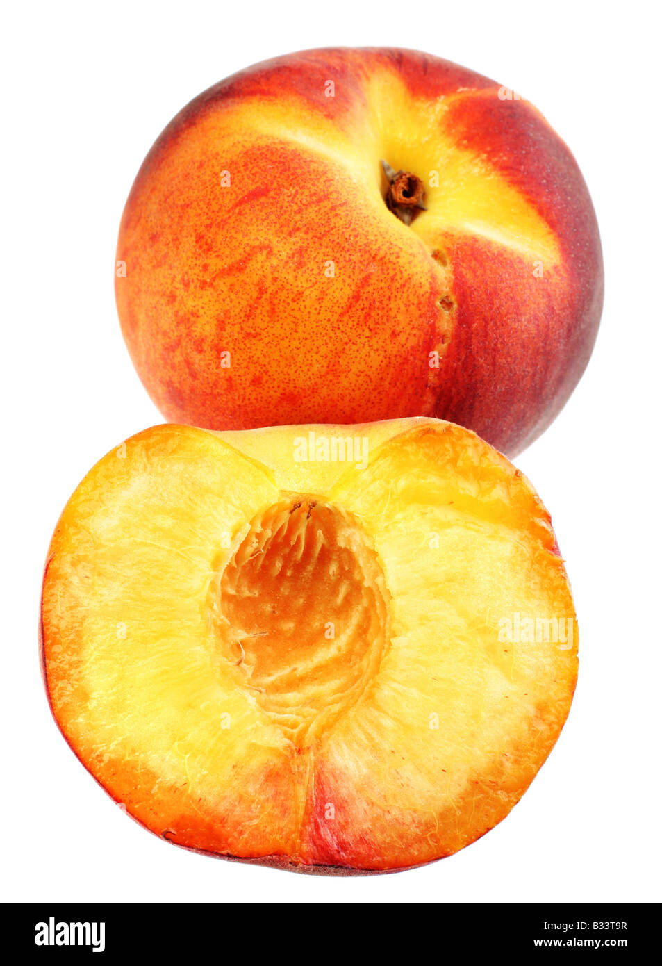 Closeup peach group with seed on white background Stock Photo - Alamy