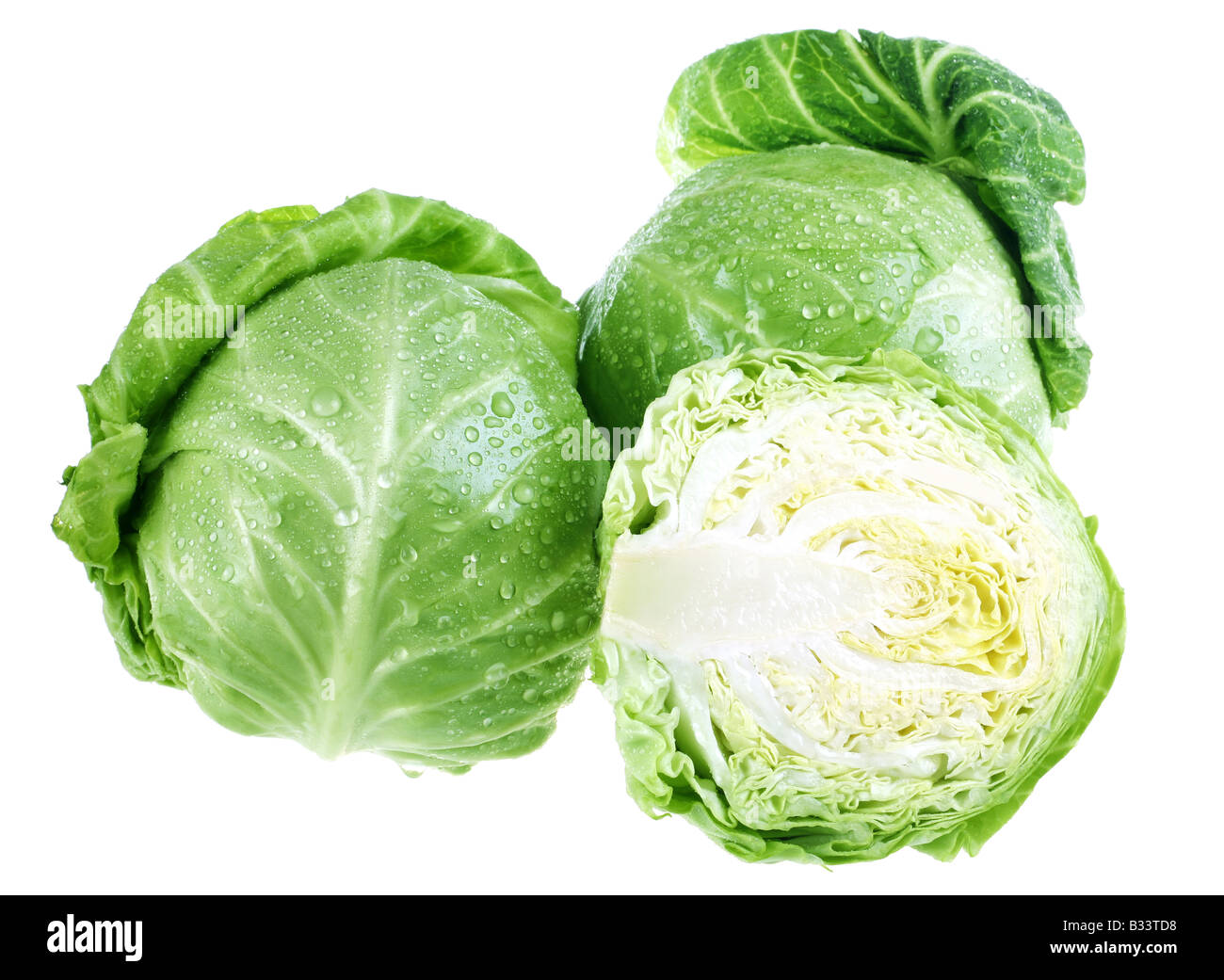 Young green cabbage isolated on white background Stock Photo - Alamy