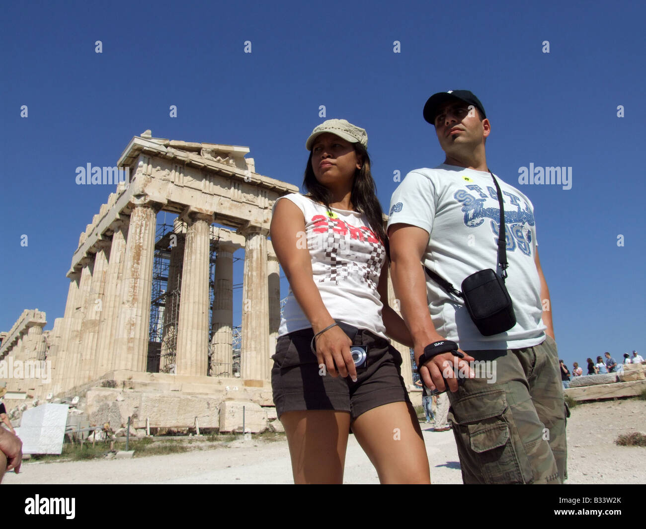 tourists by the parthenon in athens, greece Stock Photo - Alamy