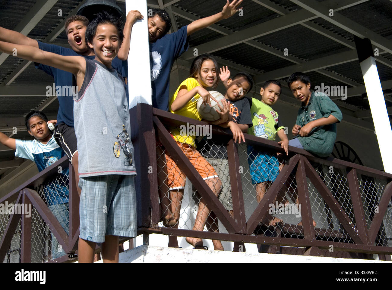 kids in avarua, rarotonga cook islands Stock Photo - Alamy