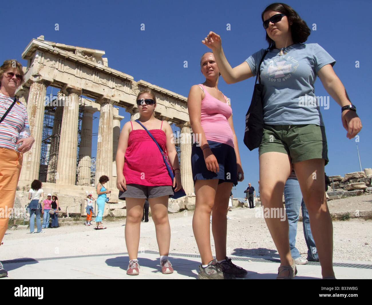 tourists by the parthenon in athens, greece Stock Photo - Alamy