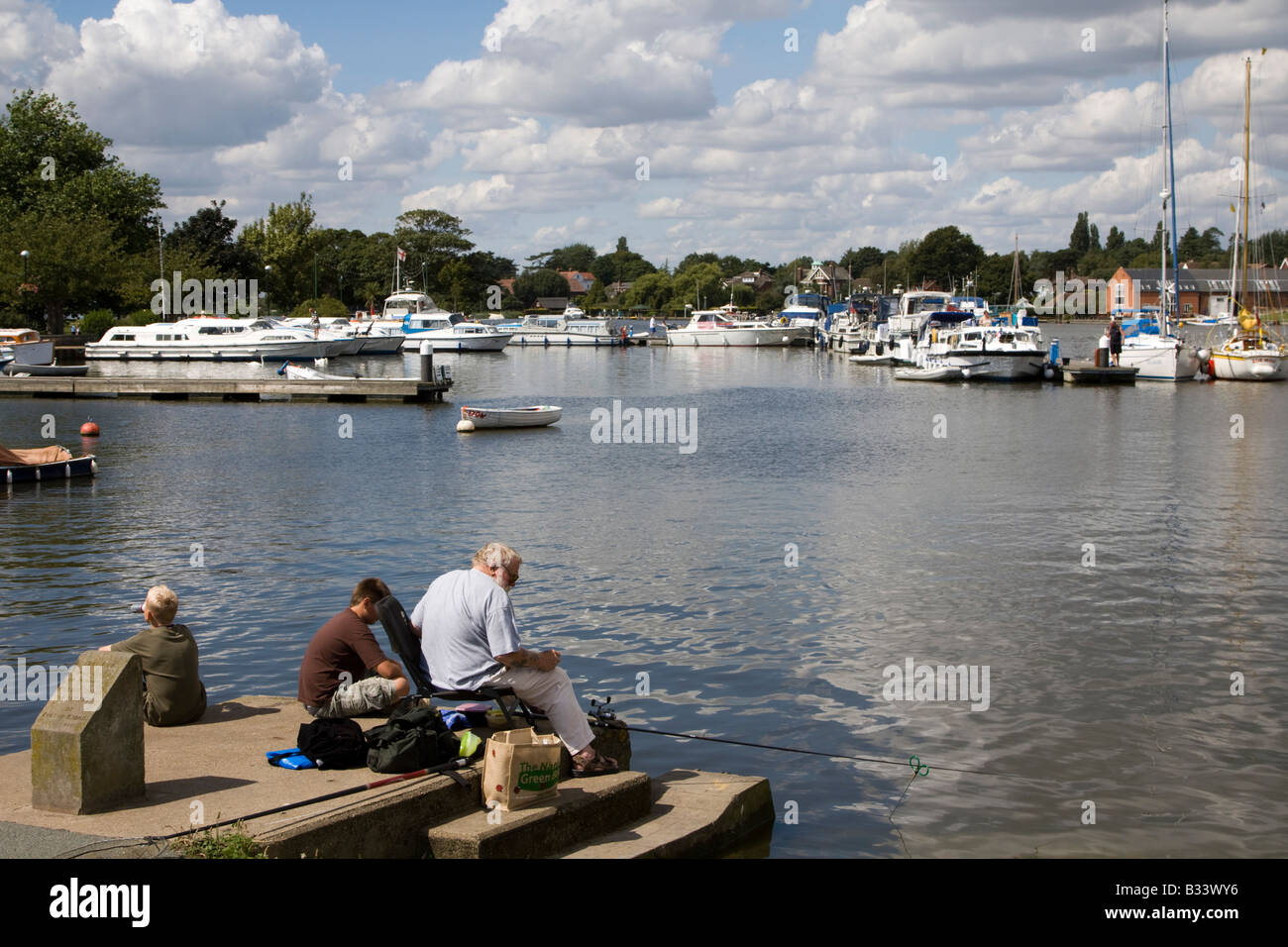 fishing at Oulton Broad part of the norfolk broads suffolk east anglia ...