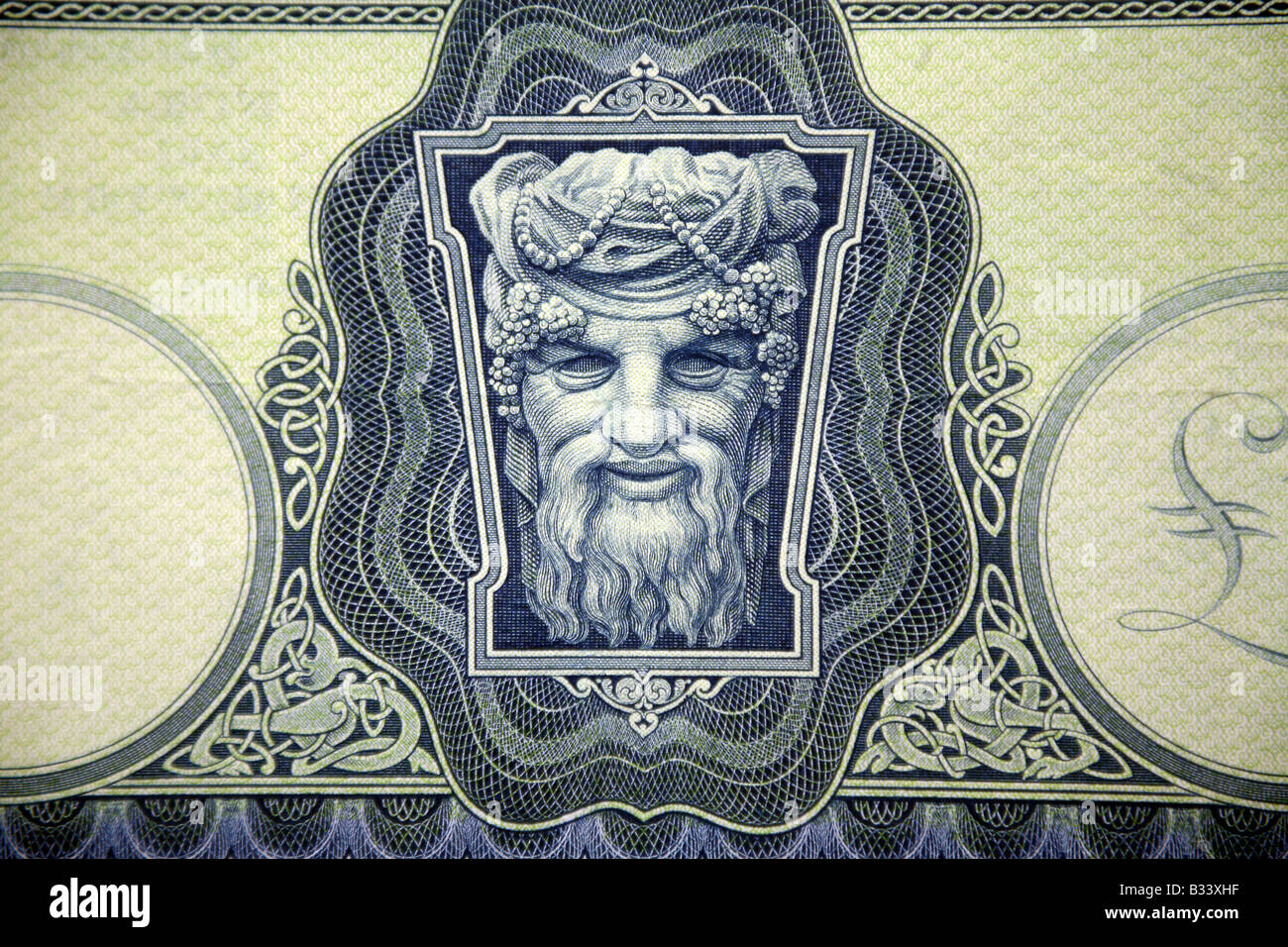 Reverse detail of Irish 'Lady Lavery' 10 Pound Note 1973 Stock Photo ...