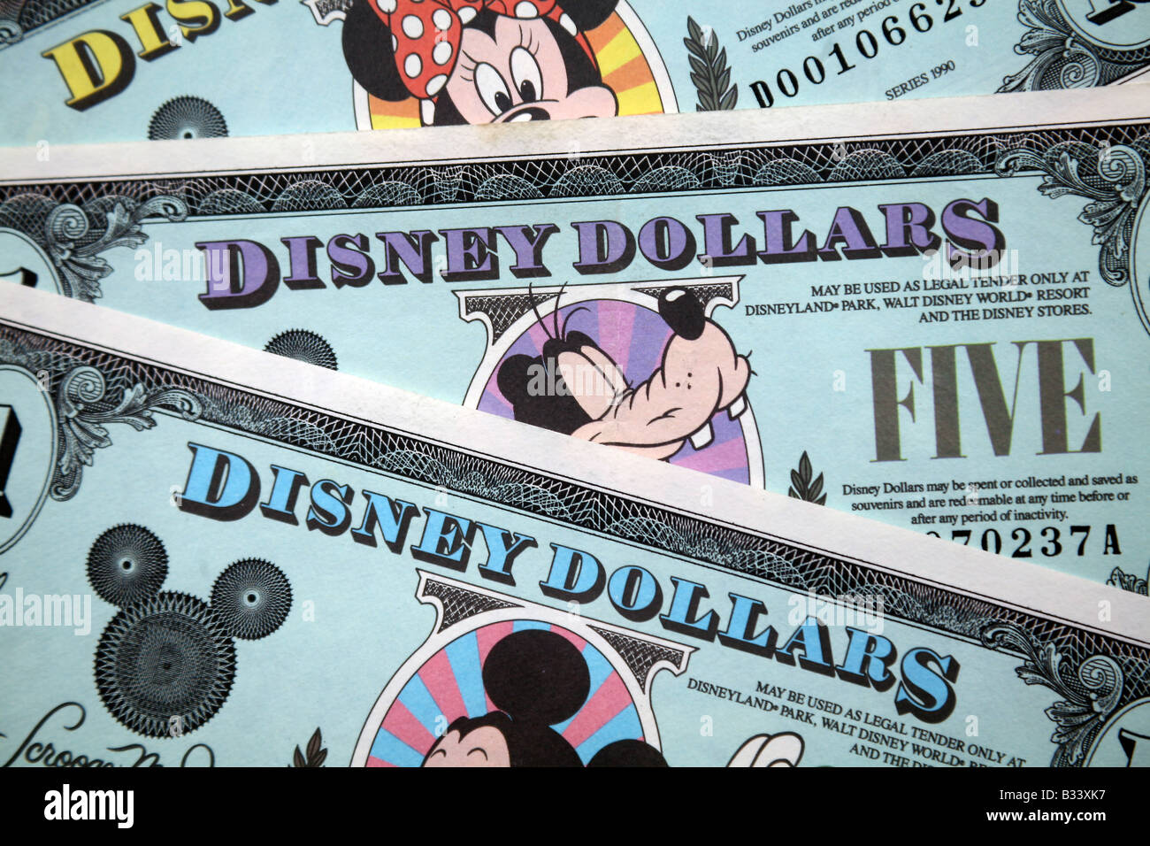 Disney dollars from Disney Land in United States of America Stock Photo ...
