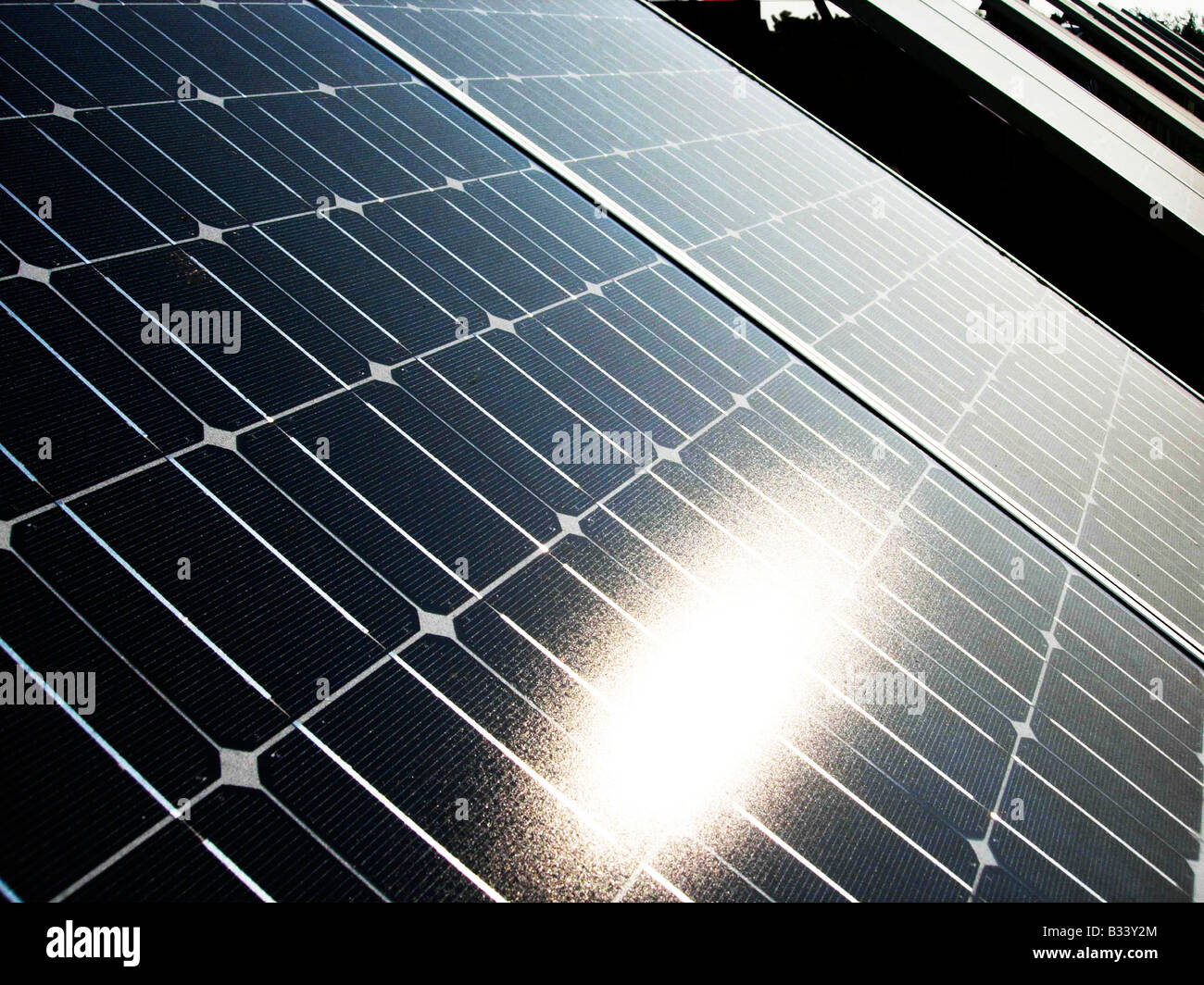 sun shines on solar cells Stock Photo - Alamy