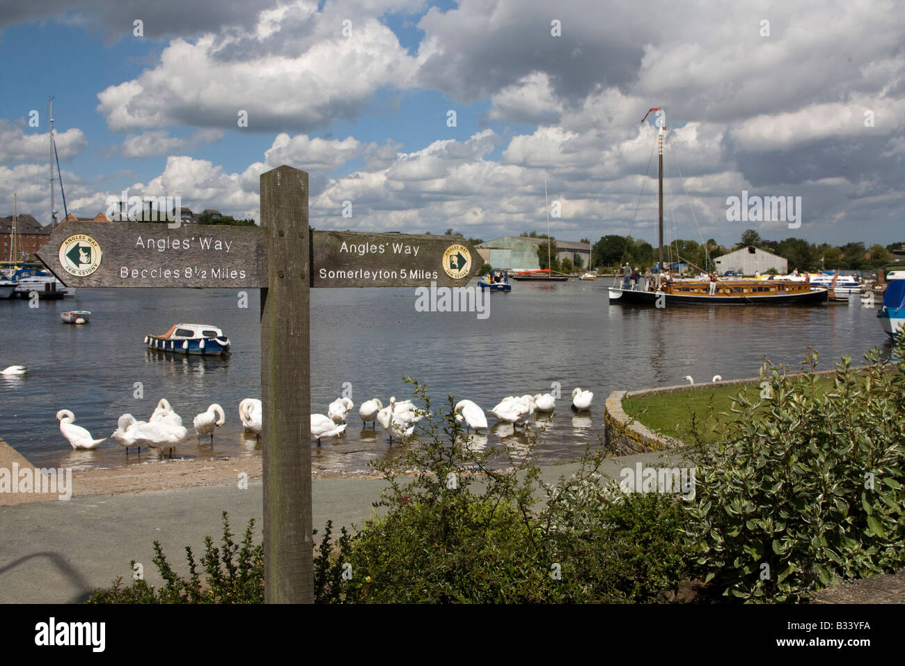 signpost Oulton Broad part of the norfolk broads suffolk east anglia ...