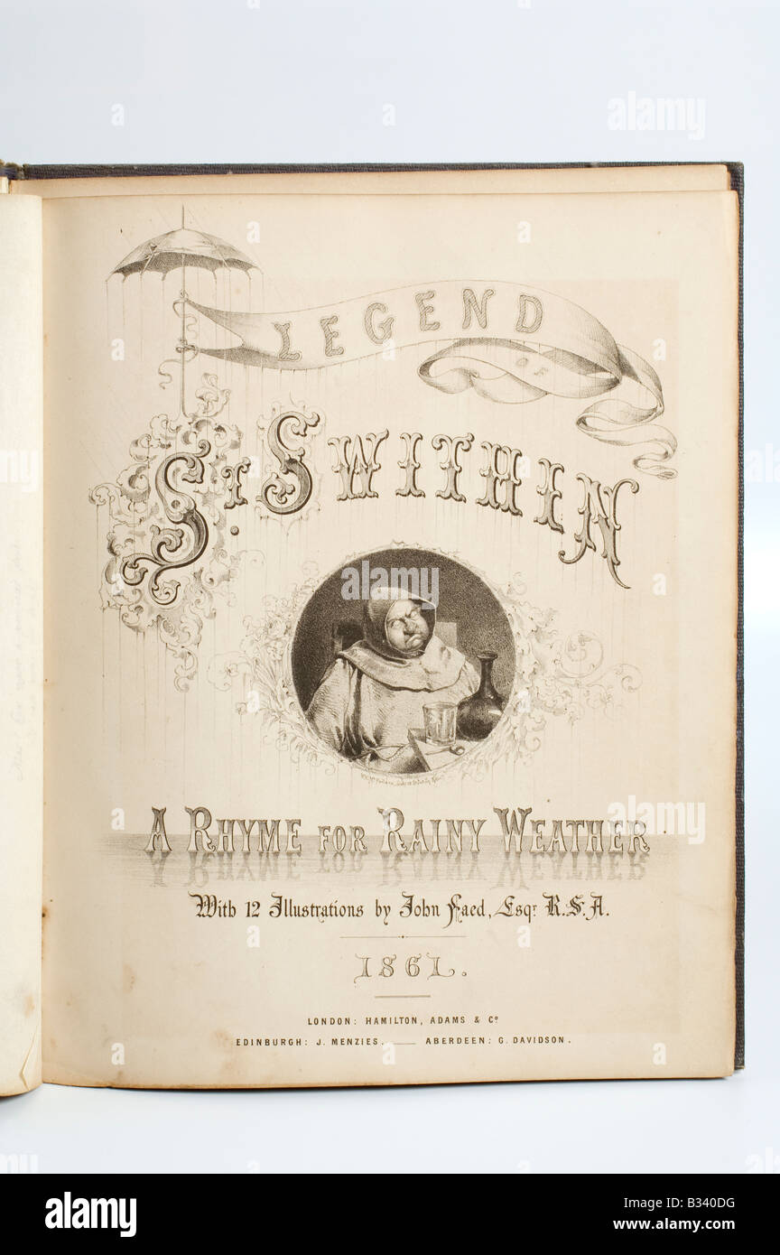 A frontispiece to an old book describing the legend of Saint Swithin ...