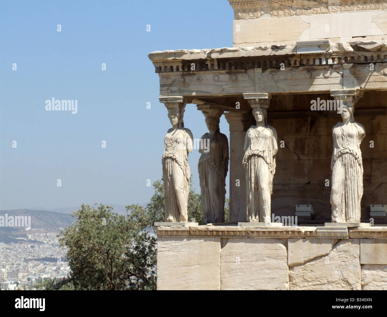 Caryatids of the Erechteion by parthenon in athens Stock Photo - Alamy
