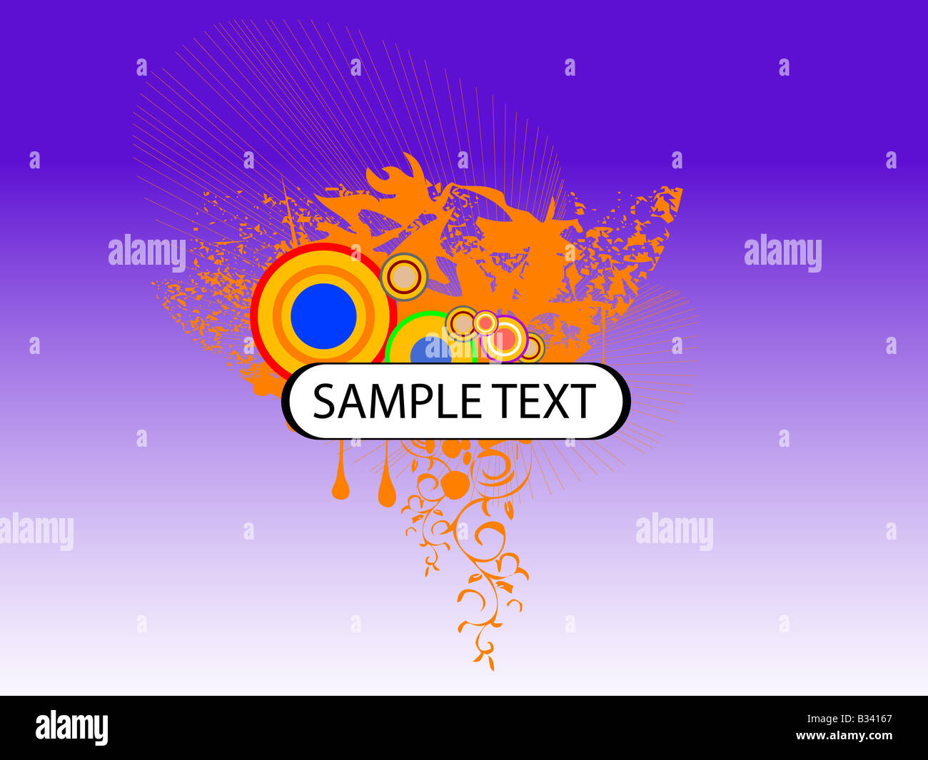 sample-text with swirly and grungy circle Stock Photo - Alamy