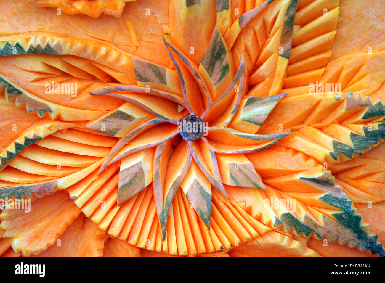 Beautiful art of carved melon fruit Stock Photo - Alamy