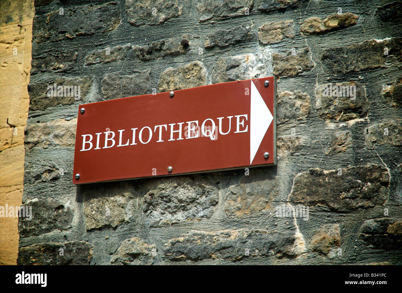 Bibliotheque sign in Bayeux Normandy France Stock Photo - Alamy