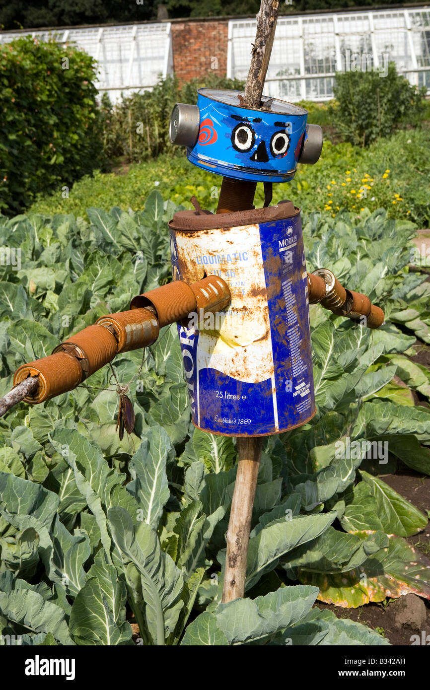 UK Cheshire Knutsford Tatton Hall Kitchen Garden scarecrow made from ...
