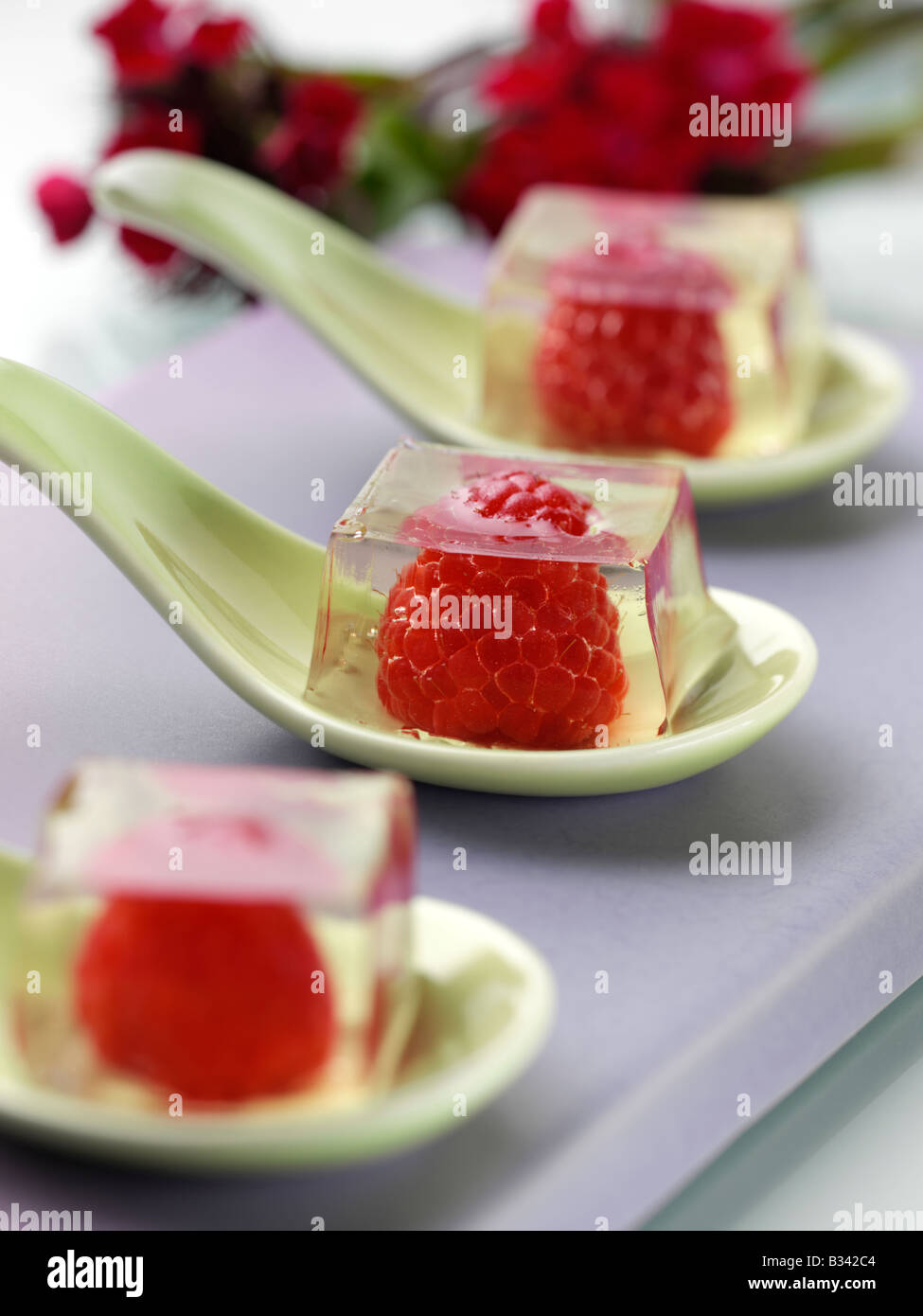 Champagne jelly canapes editorial food Stock Photo - Alamy
