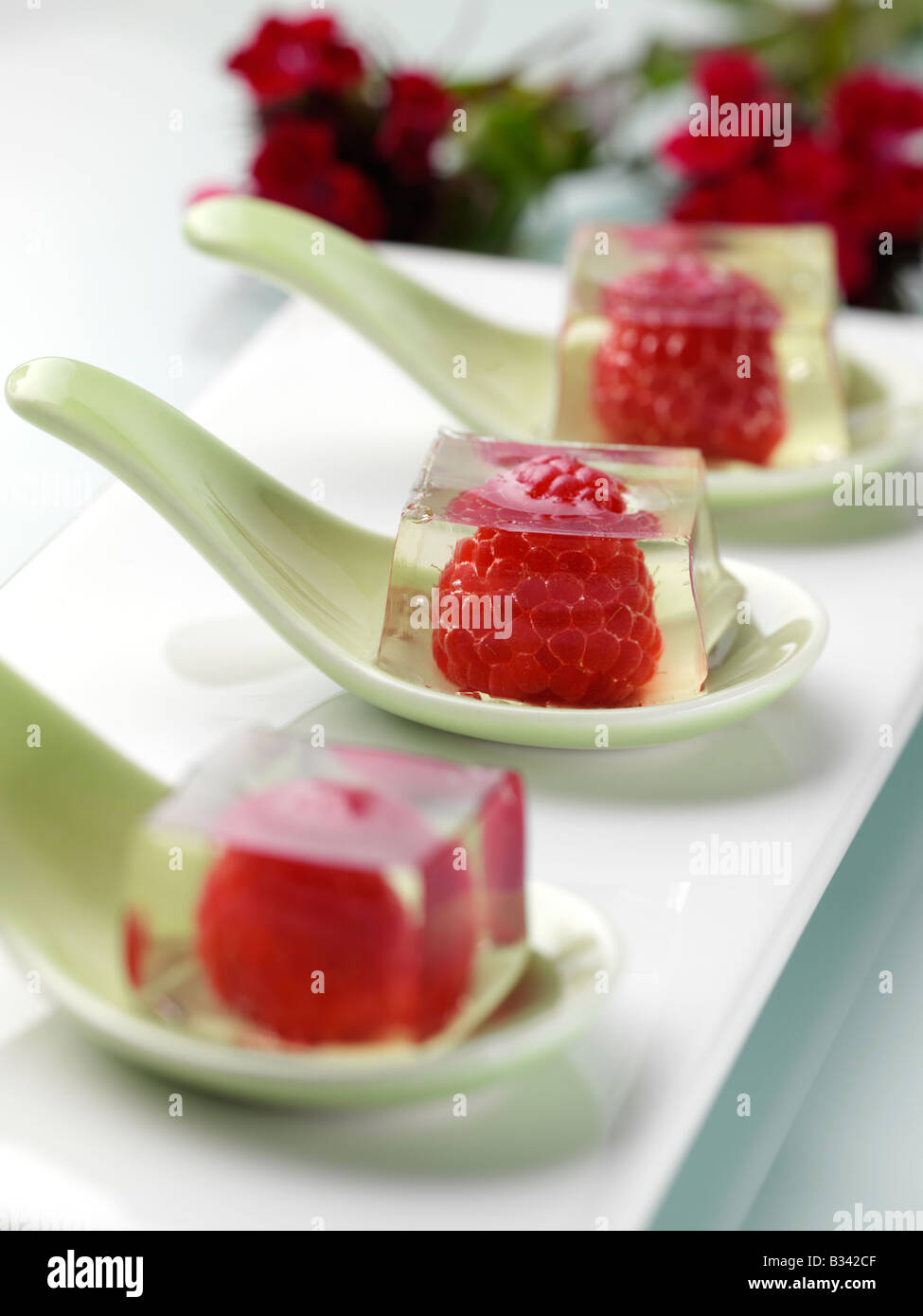 Champagne jelly canapes editorial food Stock Photo - Alamy