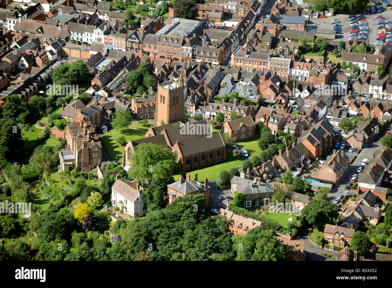 An aerial view of the Shropshire market town of Bridgnorth with St ...