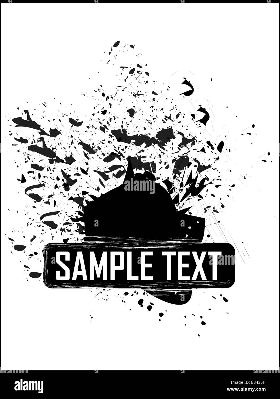splattered design with text box Stock Photo - Alamy