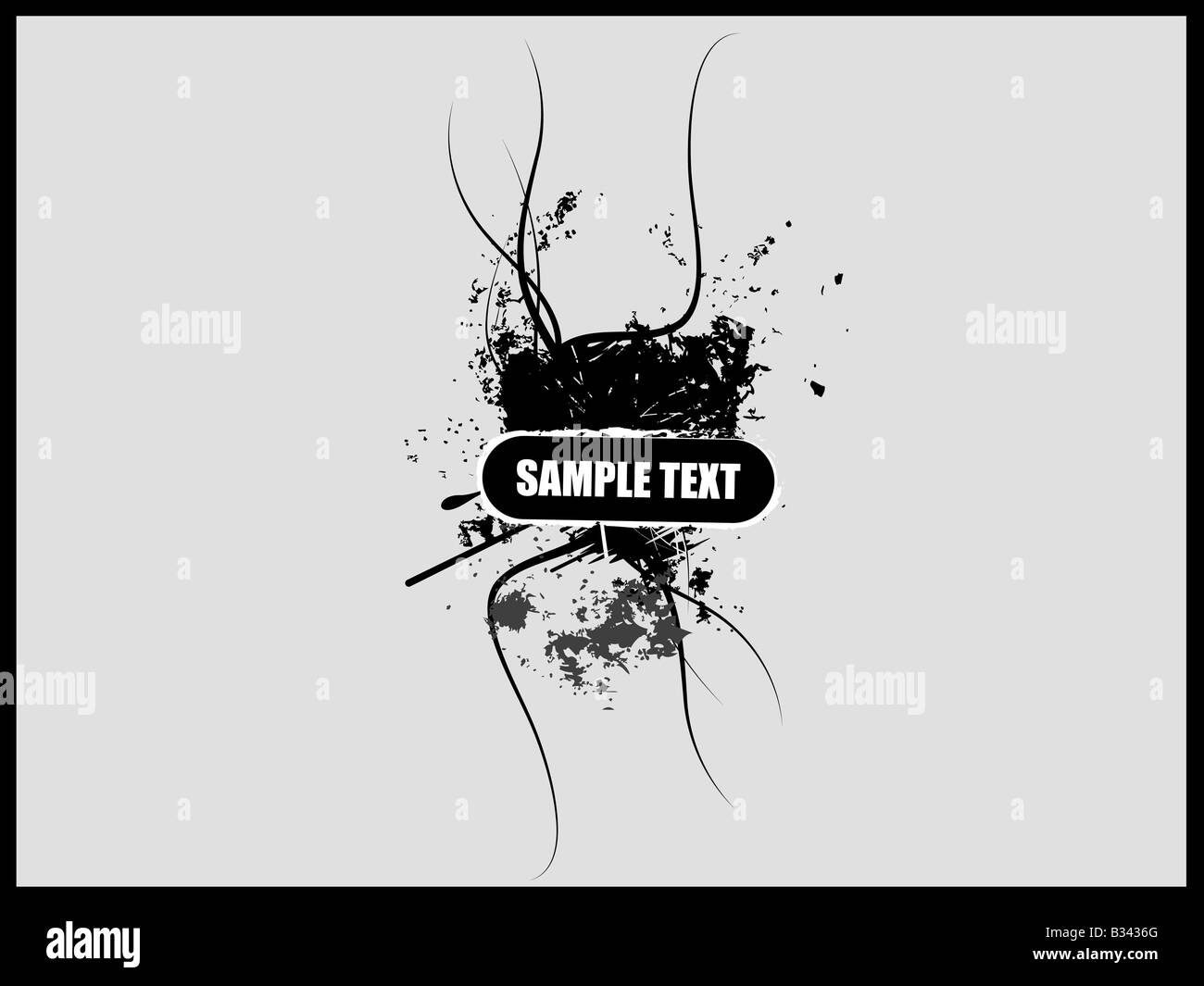 splatter design with swirls and text box Stock Photo - Alamy