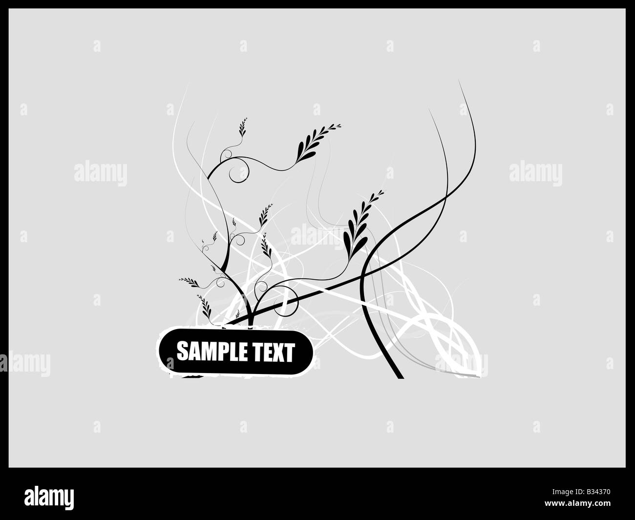 floral design with swirls and text template Stock Photo - Alamy