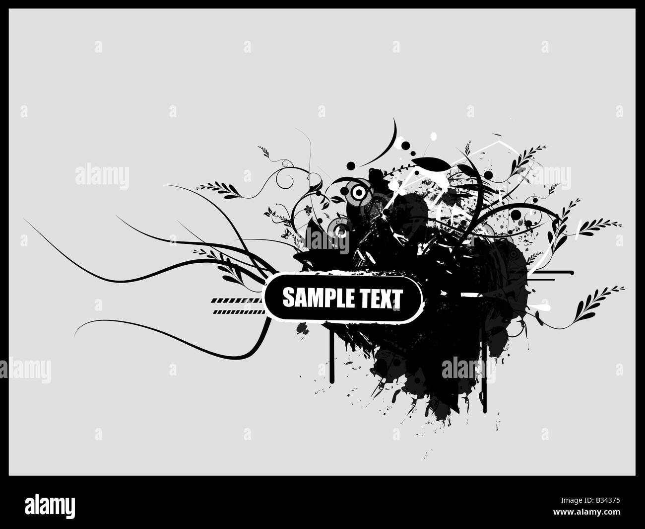 grungy floral design and sample text Stock Photo - Alamy