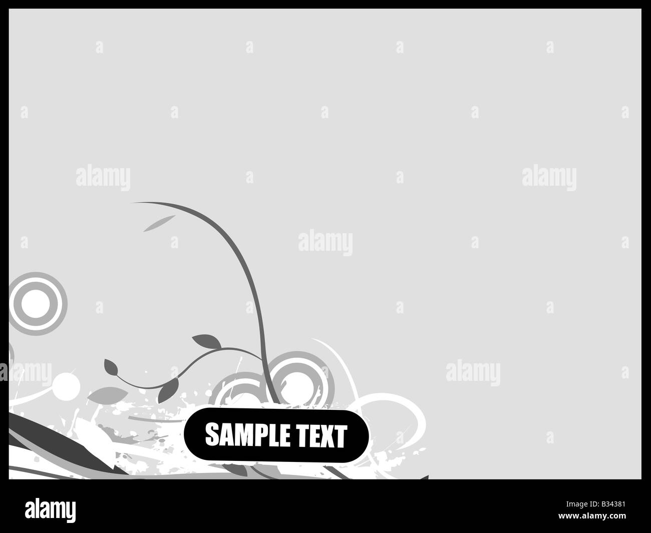 floral design with swirls and text template Stock Photo - Alamy