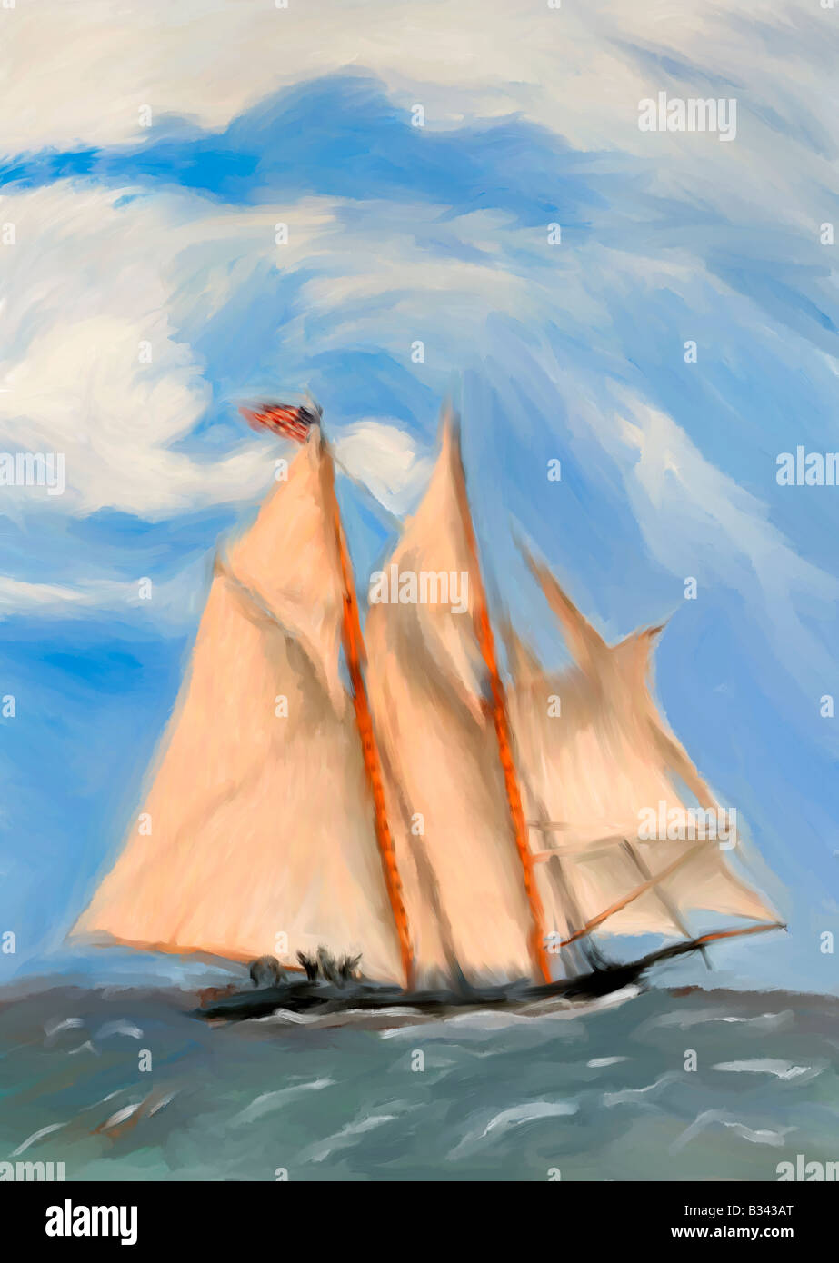 Sea waves painting sailing hi-res stock photography and images - Alamy