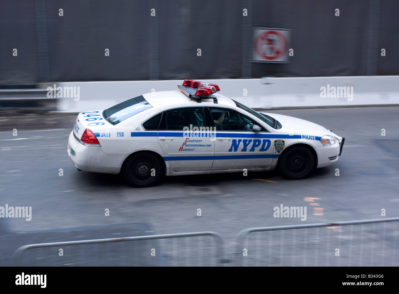 An NYPD Chevrolet Impala drives along Church Street in lower Manhattan ...