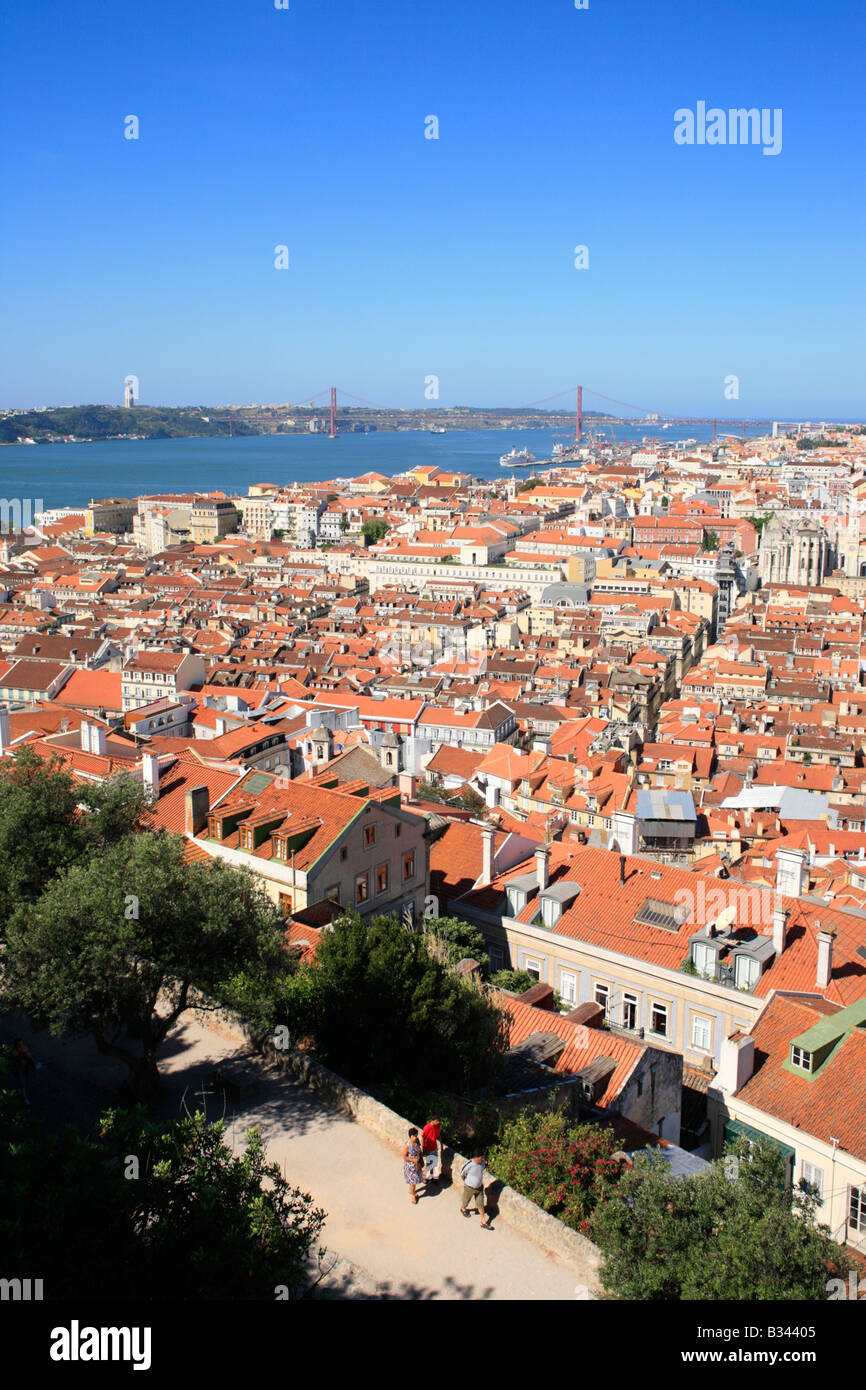 panoramic view of the city from the Castelo, Lisbon, Portugal Stock ...