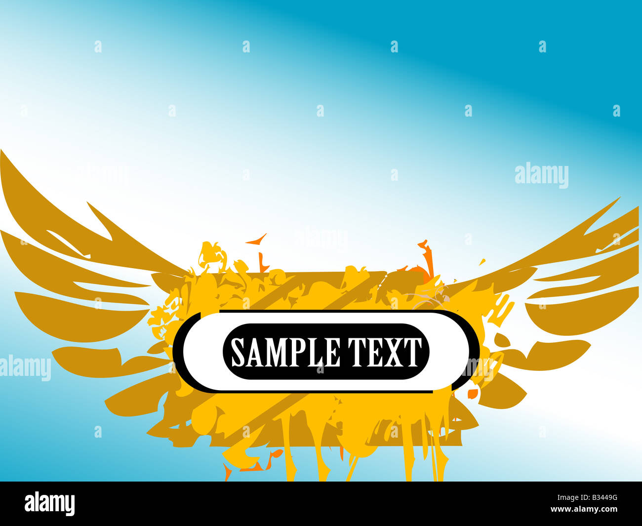 grungy wings with text template Stock Photo - Alamy