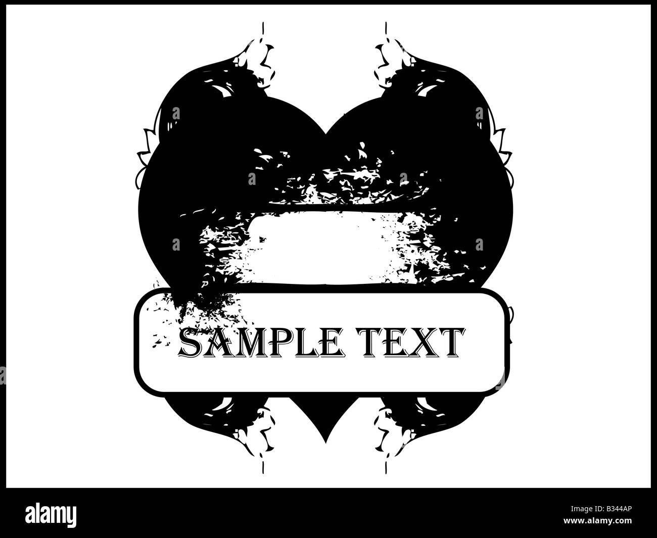 grungy heart and sample text on isolated background Stock Photo - Alamy