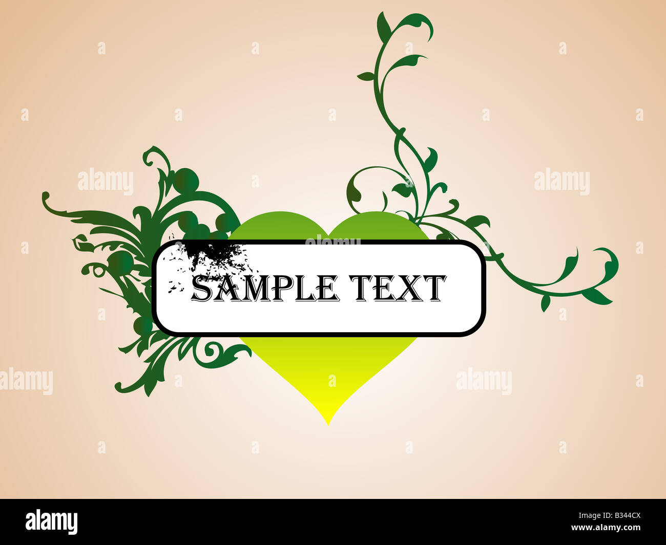 text template with heart and swirls Stock Photo - Alamy