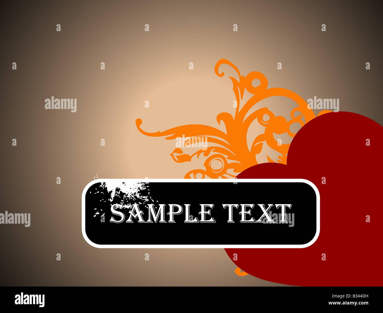 floral heart and text template on gradient background Stock Photo - Alamy
