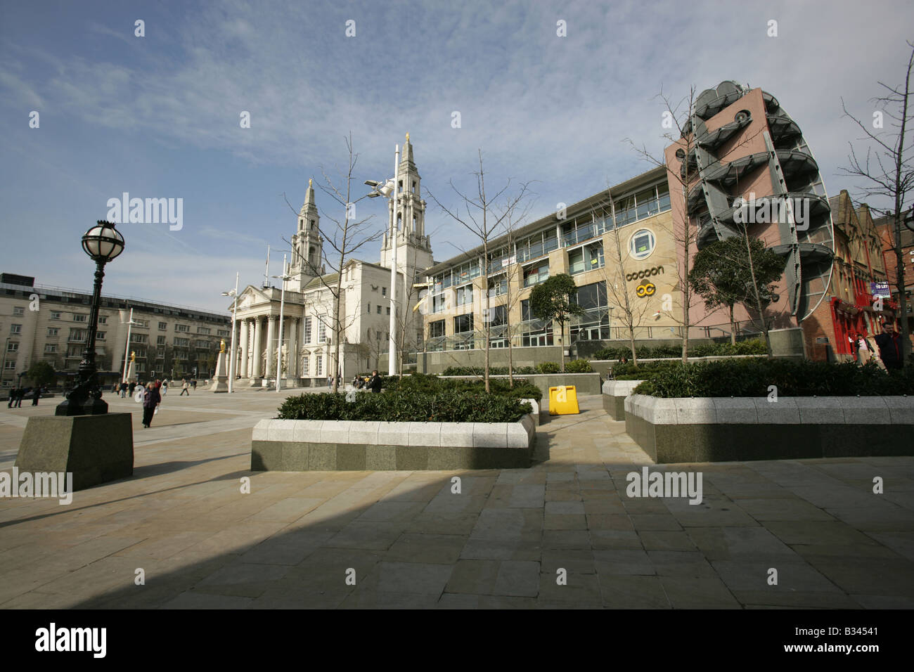 City of Leeds, England. Millennium Square with the Vincent Harris ...