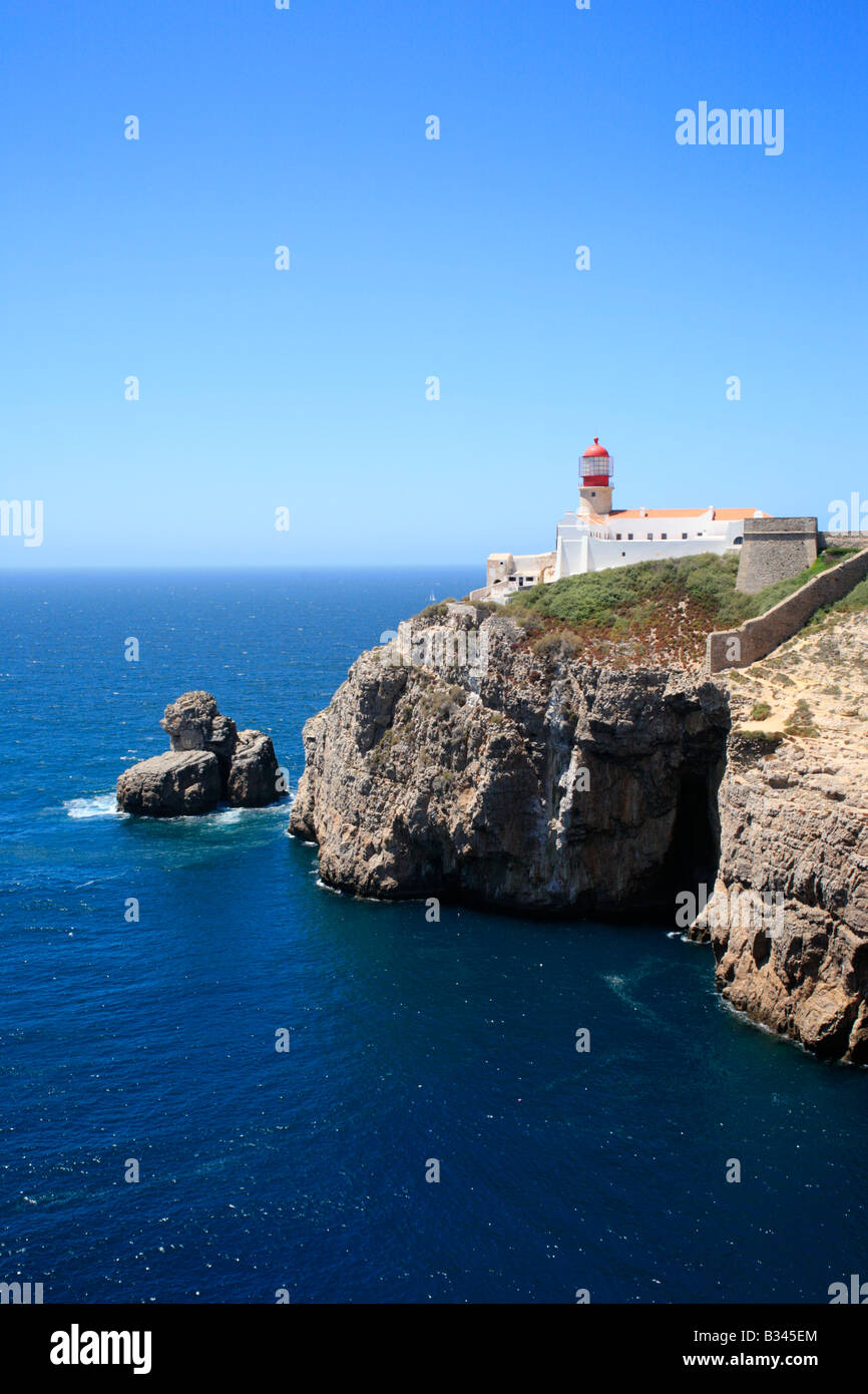 lighthouse at Cabo de Sao Vicente, Atlantic Coast, Portugal Stock Photo ...