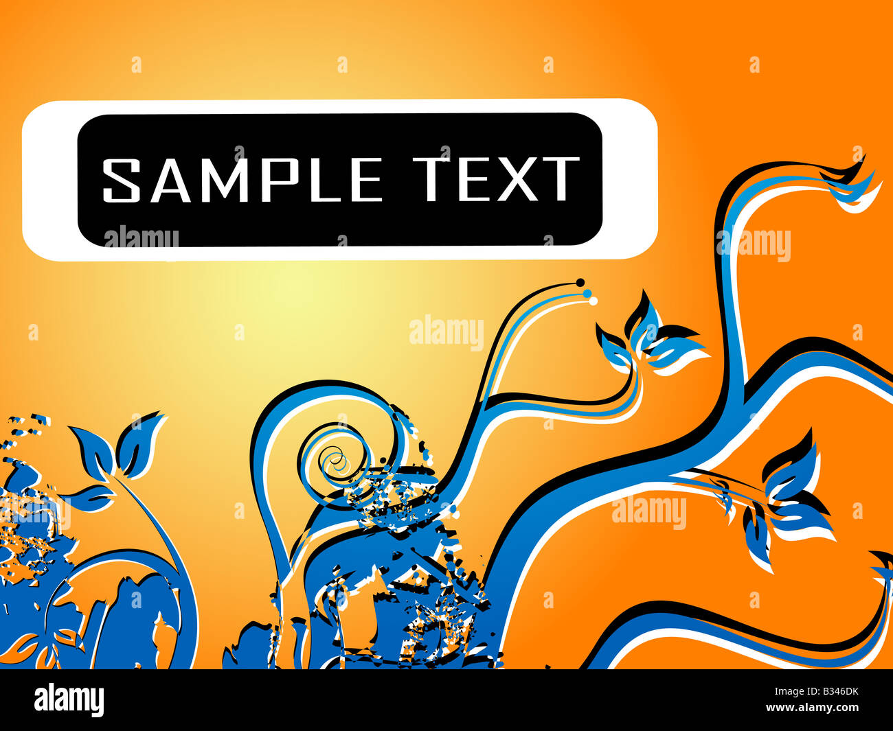 grungy floral design with text template Stock Photo - Alamy