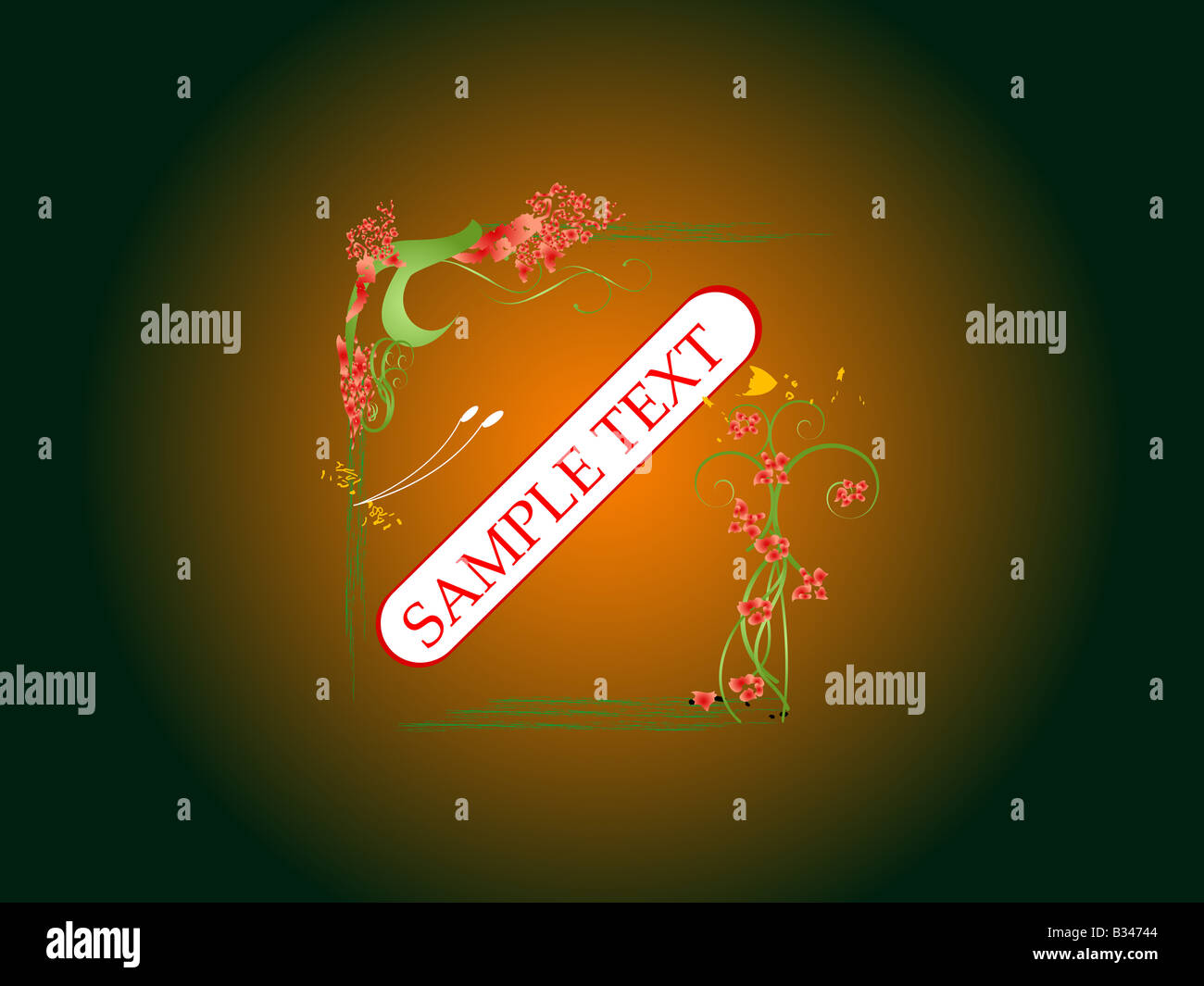 swirly frame with text template on gradient background Stock Photo - Alamy