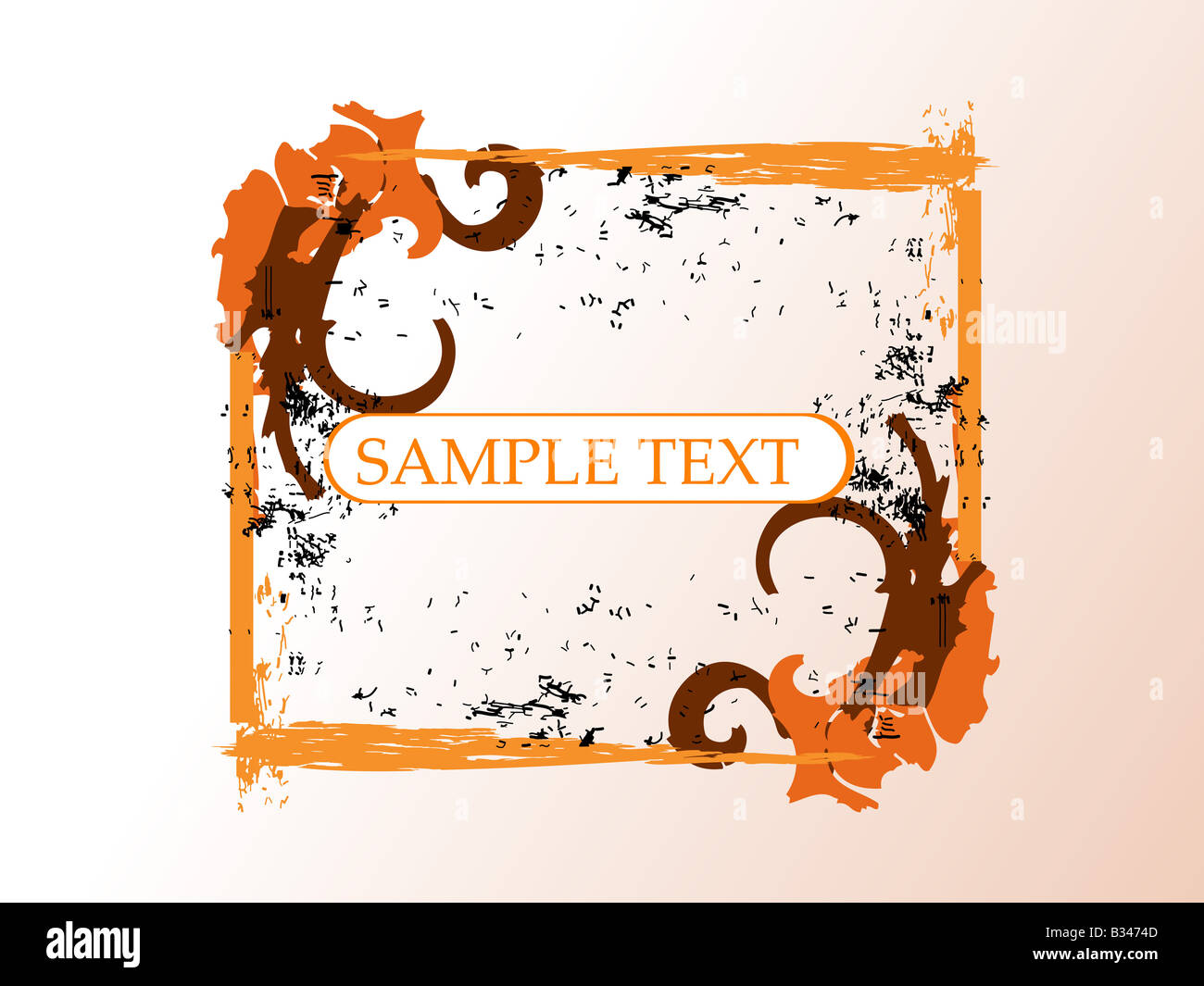 floral frame with swirls and sample text on gradient background Stock ...