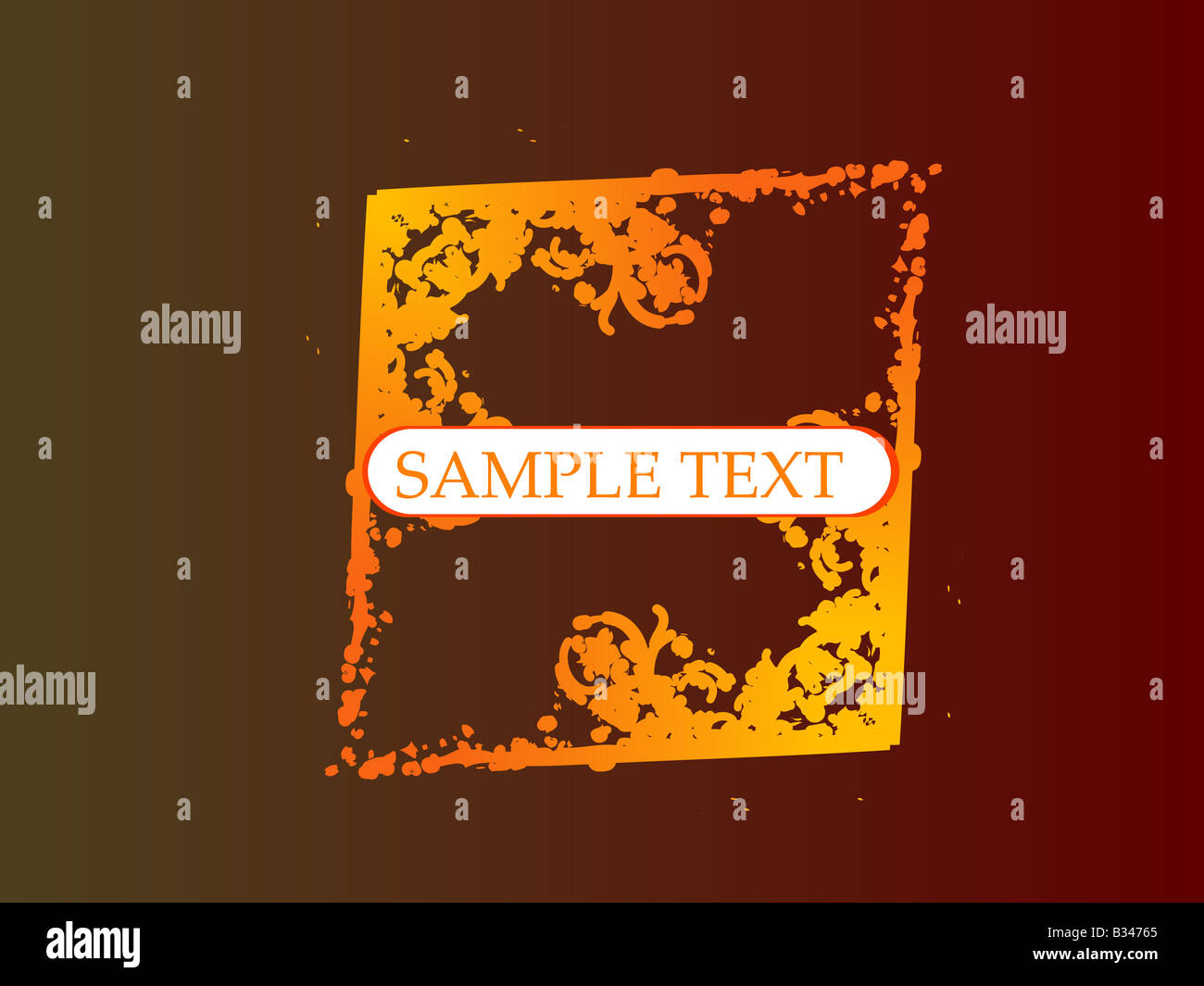 floral frame with swirls and sample text on gradient background Stock ...