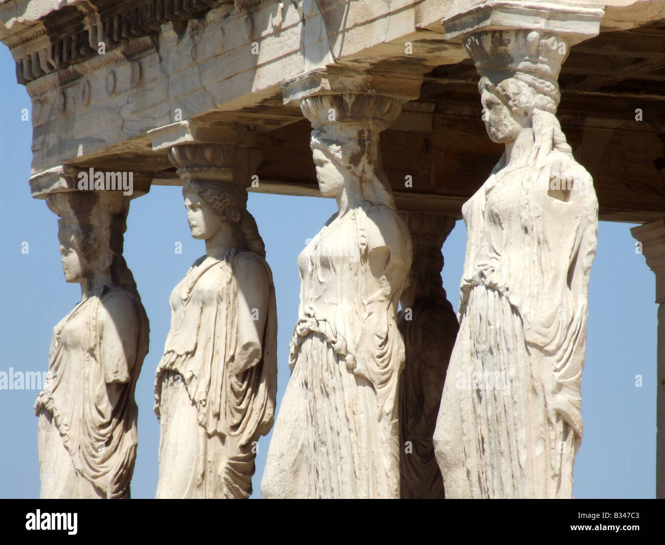 Caryatids of the Erechteion by parthenon in athens Stock Photo - Alamy