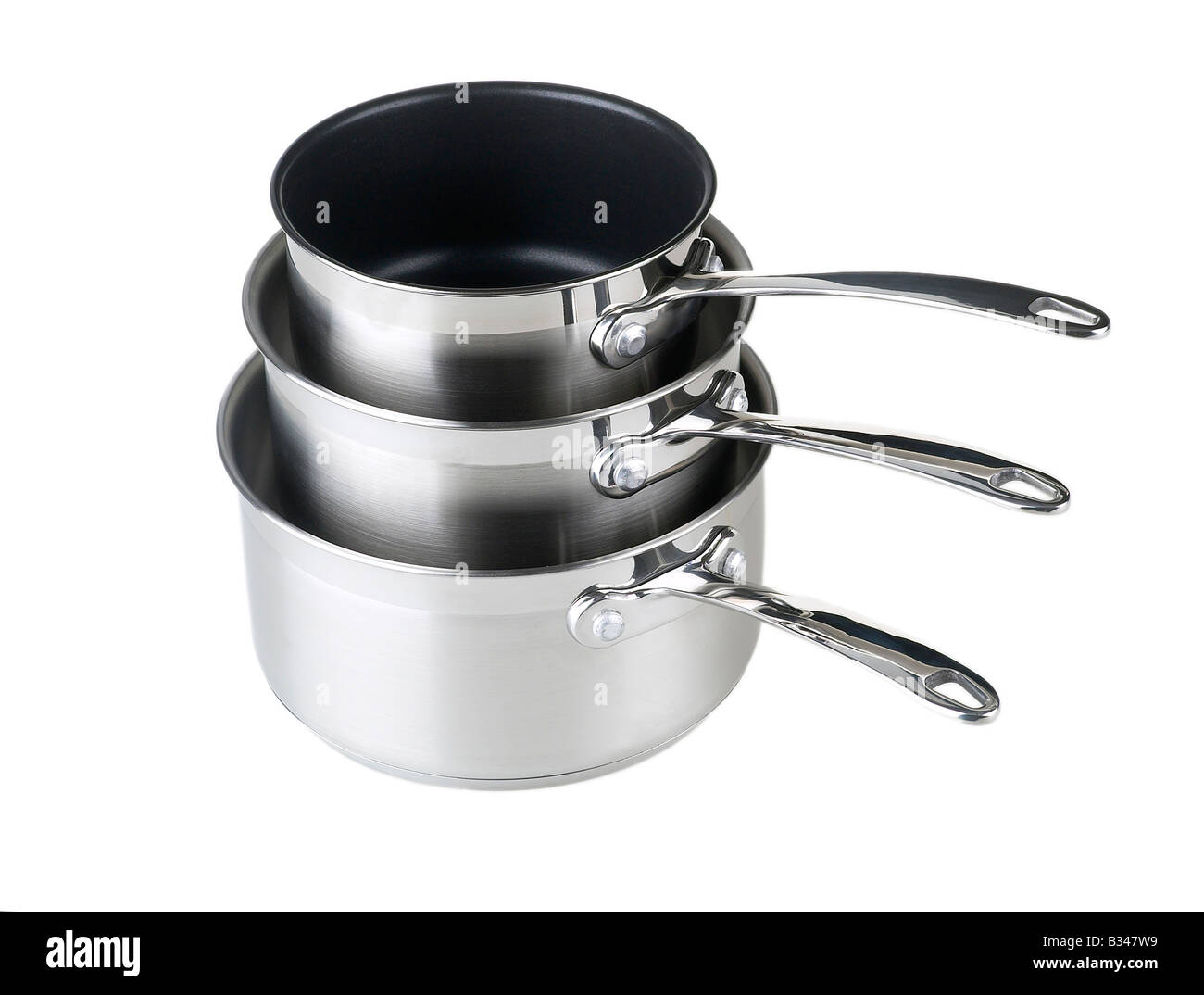 STACK OF 3 SAUCE PANS CUT OUT Stock Photo - Alamy