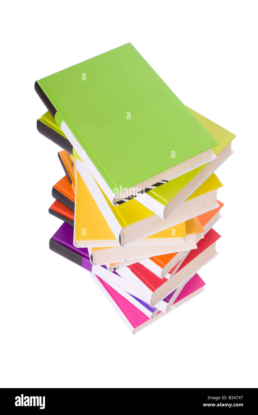 Pile of colorful books isolated on white Stock Photo - Alamy