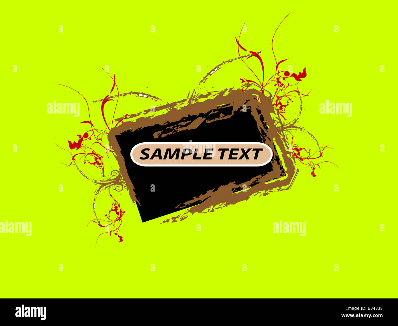 sample text with floral swirls Stock Photo - Alamy